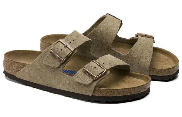 BIRKENSTOCK Arizona Soft Footbed Suede Leather Sandals - Beige
