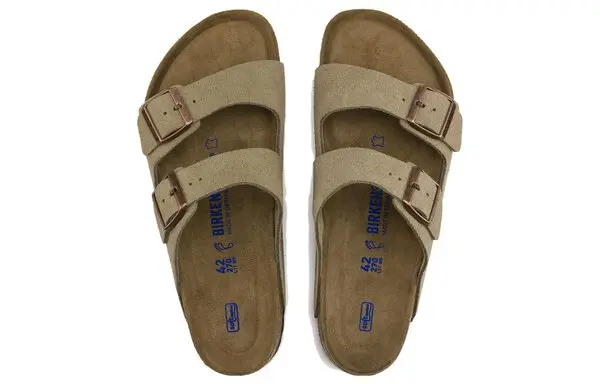BIRKENSTOCK Arizona Soft Footbed Suede Leather Sandals - Beige