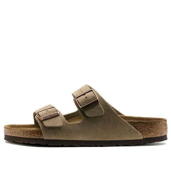 BIRKENSTOCK Arizona Soft Footbed Suede Leather Sandals - Beige