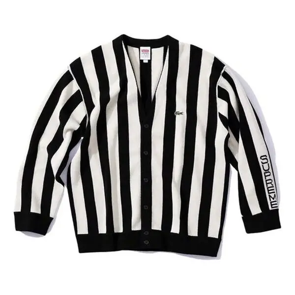 Supreme X Lacoste Striped Cardigan - Black
