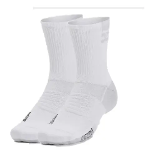 Under Armour Armourdry Run Cushion Mid-crew Socks - White