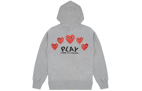 Play Comme Des Garcon Multi-heart Zip-up Hoodie - Grey