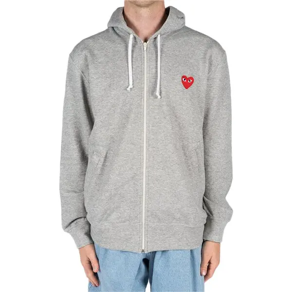 Play Comme Des Garcon Multi-heart Zip-up Hoodie - Grey