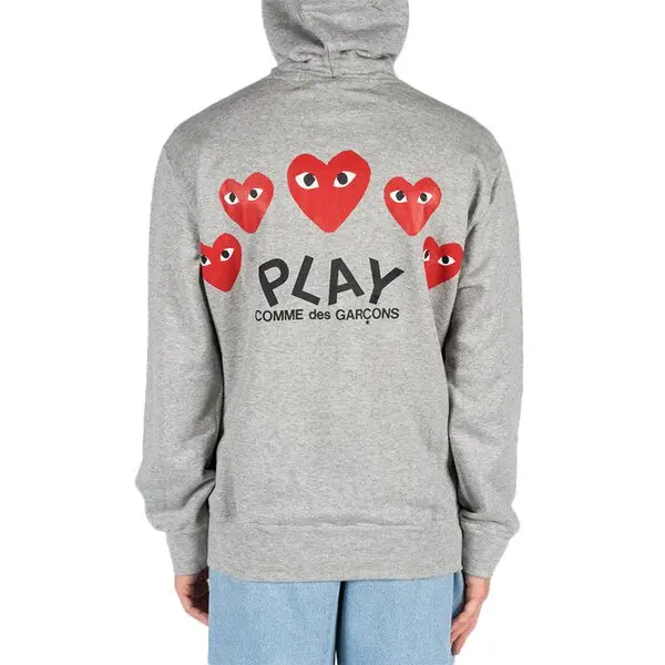 Play Comme Des Garcon Multi-heart Zip-up Hoodie - Grey