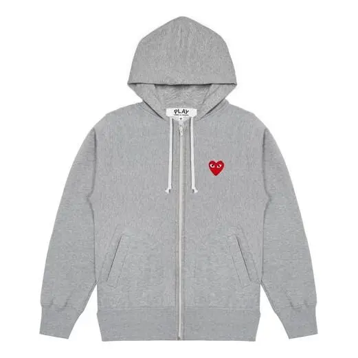 Play Comme Des Garcon Multi-heart Zip-up Hoodie - Grey