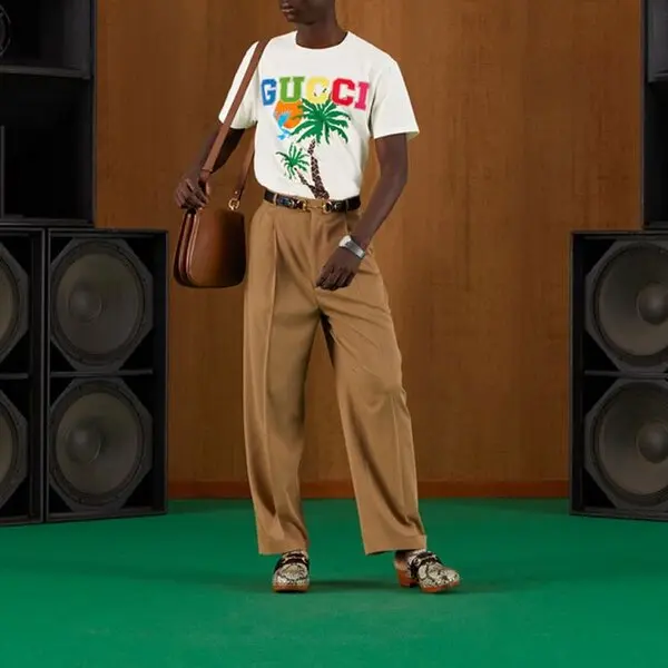 Gucci Cotton Jersey T-shirt With Palm Tree Print - White