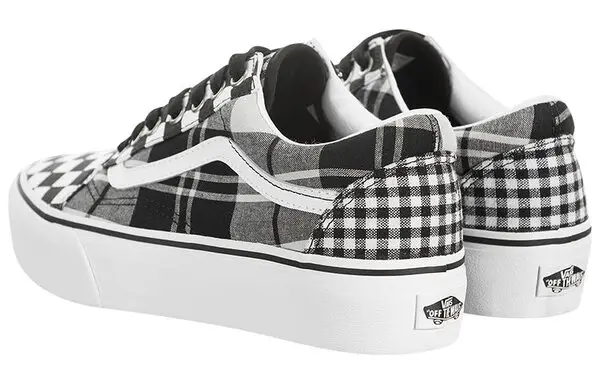 VANS Old Skool Platform Plaid Checkerboard Sneakers - Black/true White