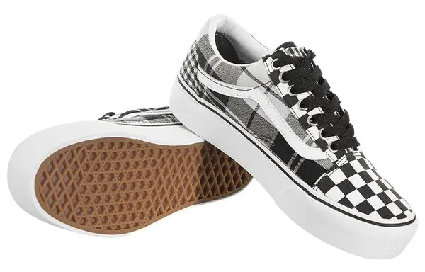 VANS Old Skool Platform Plaid Checkerboard Sneakers - Black/true White
