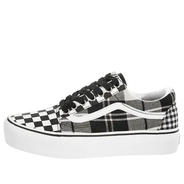 VANS Old Skool Platform Plaid Checkerboard Sneakers - Black/true White