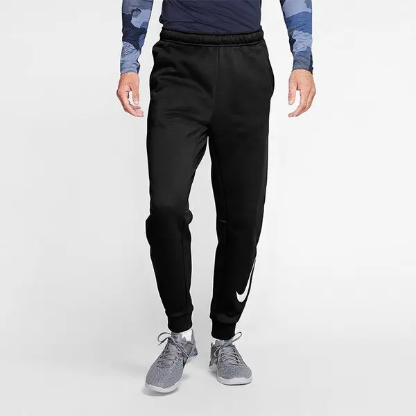 Nike Therma Tapered Swoosh Fleece Lined Sports Training Long Pants - Black