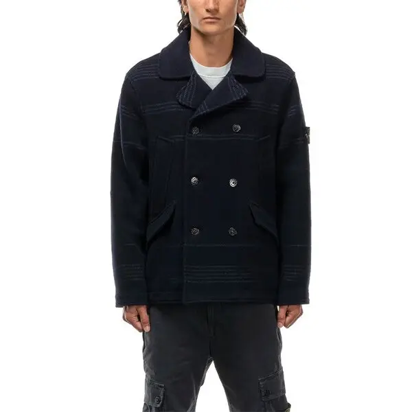 Stone Island Double-breasted Logo Patch Jacket - Black