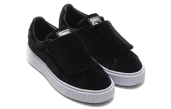 PUMA Basket Platform Strap Sneakers - Black And White