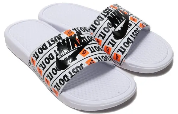 Nike Benassi Slide "just Do It Print - Black/white