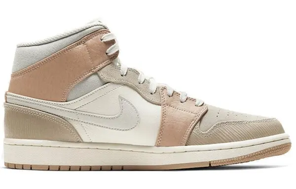 JORDAN 1 Mid Sneakers - Sail/light Bone-string-shimmer Voile