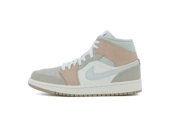 JORDAN 1 Mid Sneakers - Sail/light Bone-string-shimmer Voile