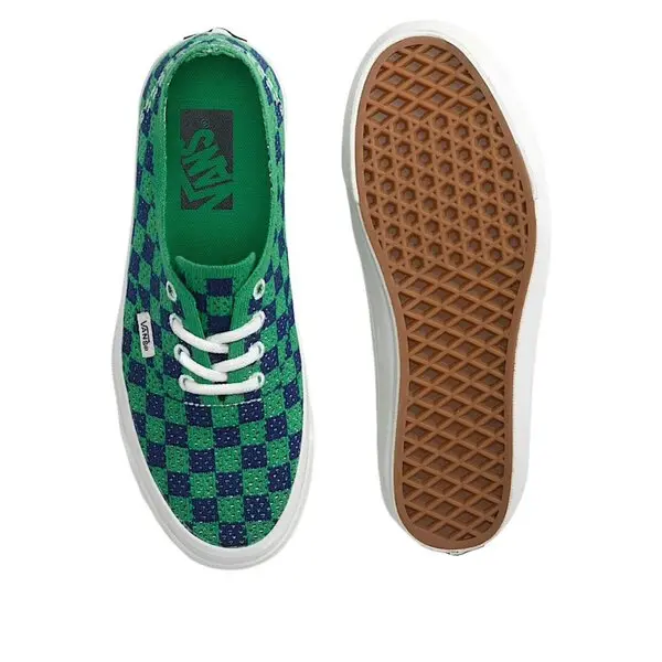 VANS Premium Authentic Checkerboard Sneakers - Green/navy Blue