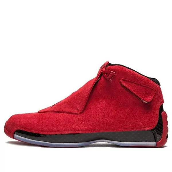 JORDAN 18 Retro High Top Sneakers - Red Suede/black