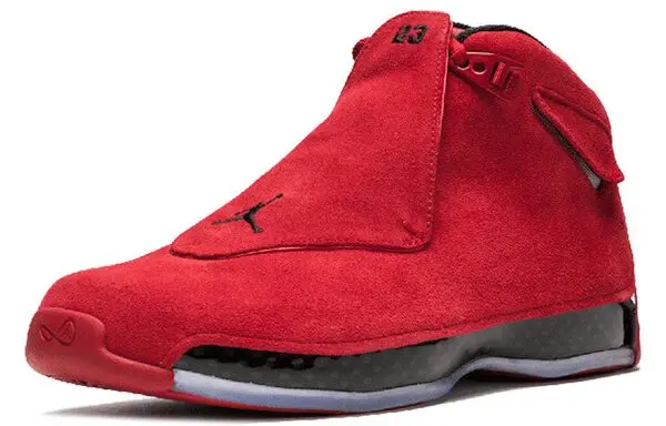 JORDAN 18 Retro High Top Sneakers - Red Suede/black