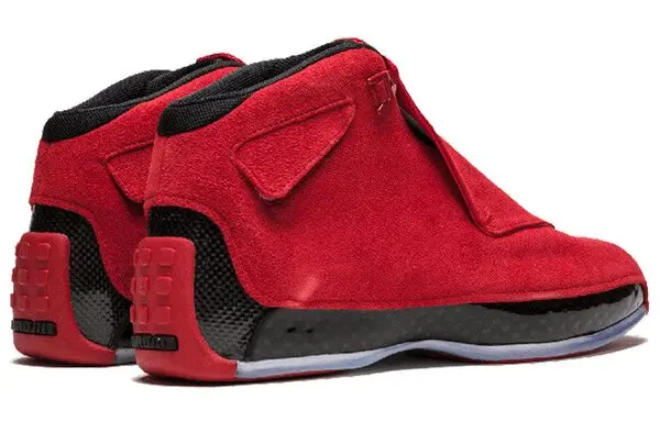 JORDAN 18 Retro High Top Sneakers - Red Suede/black