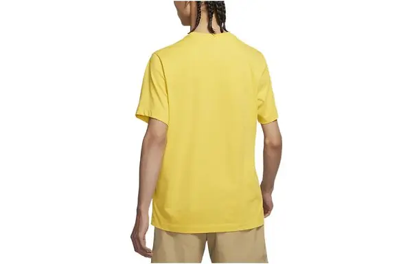 Nike Solid Color Embroidered Small Round Neck Short Sleeve Yellow - Multi-color