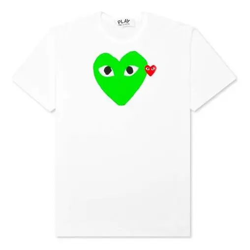 Play Comme Des Garcon Red Emblem Heart T-shirt - White/green