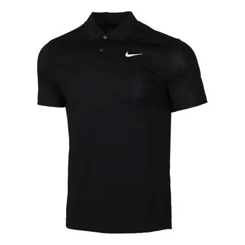 Nike Logo Quick Dry Breathable Sports Short Sleeve Polo Shirt - Black