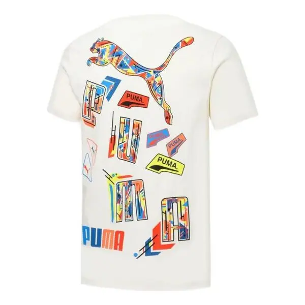 PUMA Multi Logo Tee 'white - White/blue/red