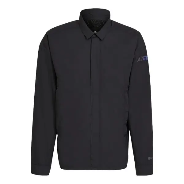 Adidas C Myshelter W.r Colorful Logo Stripe Printing Lapel Jacket Black - Multi-color