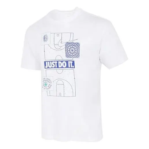 Nike Just Do It Basketball Sports Printing Short Sleeve - White