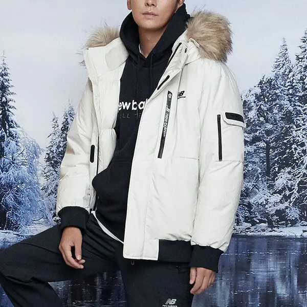 NEW BALANCE Down Jacket With Fur Trimmed Hood