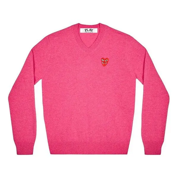 Play Comme Des Garcon V-neck Pullover With Red Emblem