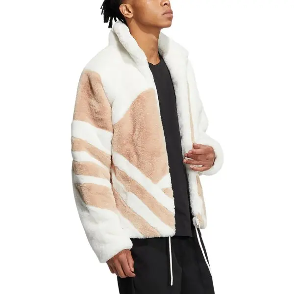 Adidas Faux Fur Track Jacket With Logo Detail
