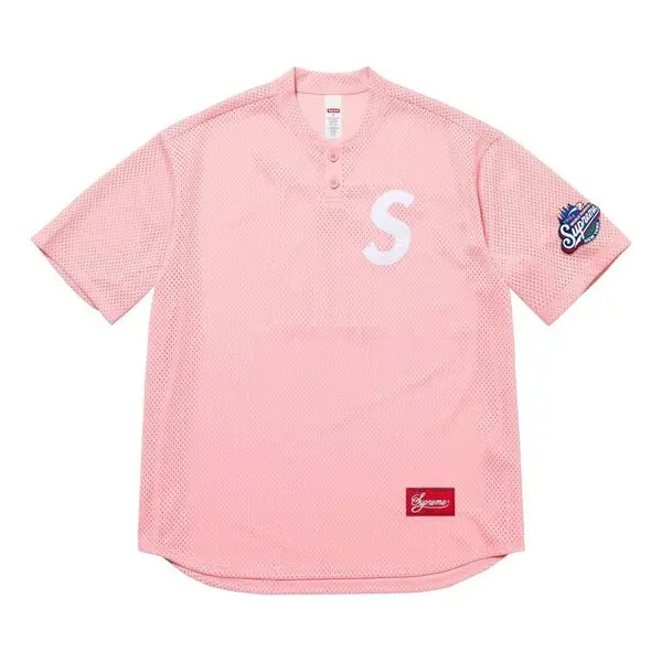 Supreme Logo Baseball Henley - Pink