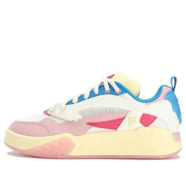 FILA FUSION Lifestyle Basketball Heritage Sneakers - White/pink/blue