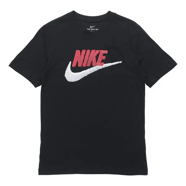 Nike Logo Printing Round Neck Short Sleeve Obsidian Color - Black