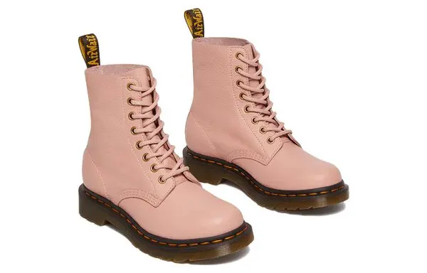 Dr. Martens 1460 Pascal Virginia Leather Lace Up Boots - Peach Beige