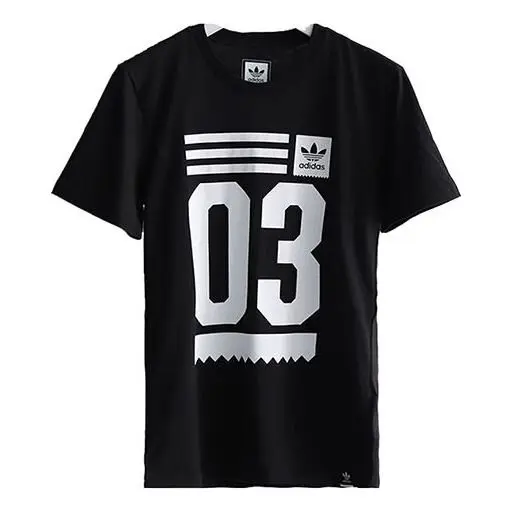 Adidas Originals Numeric Printing Round Neck Short Sleeve - Black
