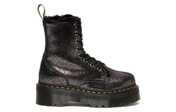 Dr. Martens Jadon Faux Fur-lined Metallic Leather Platform Combat Boots