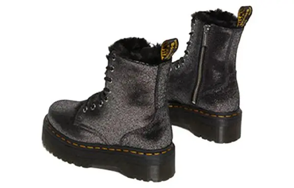 Dr. Martens Jadon Faux Fur-lined Metallic Leather Platform Combat Boots