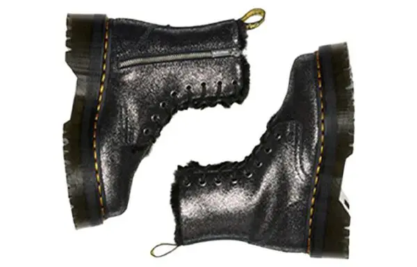 Dr. Martens Jadon Faux Fur-lined Metallic Leather Platform Combat Boots