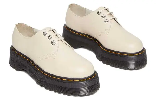 Dr. Martens 1461 Pisa Leather Platform Shoes - Parchment Beige