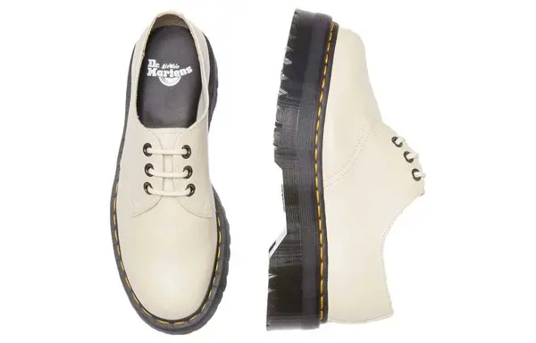 Dr. Martens 1461 Pisa Leather Platform Shoes - Parchment Beige