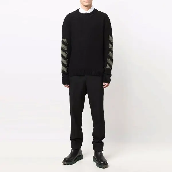 Off-White Fw21 Arrow Pattern Round Neck Pullover Wool Sweater
