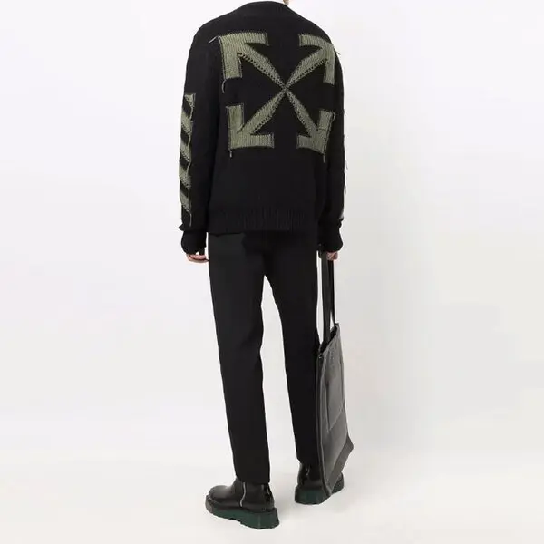 Off-White Fw21 Arrow Pattern Round Neck Pullover Wool Sweater