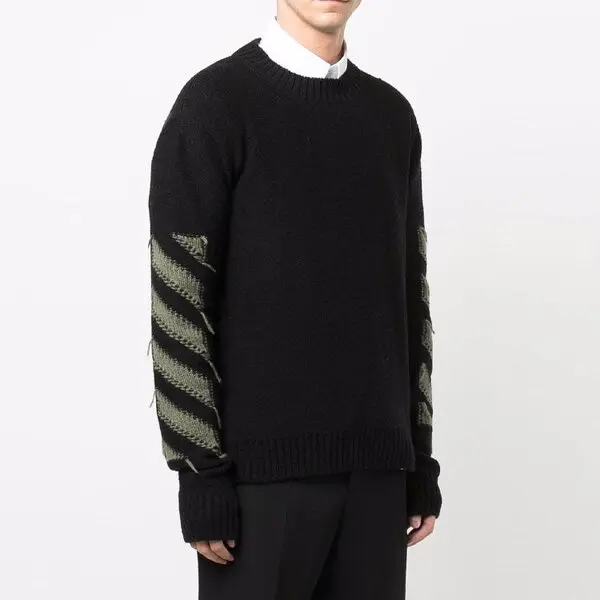 Off-White Fw21 Arrow Pattern Round Neck Pullover Wool Sweater