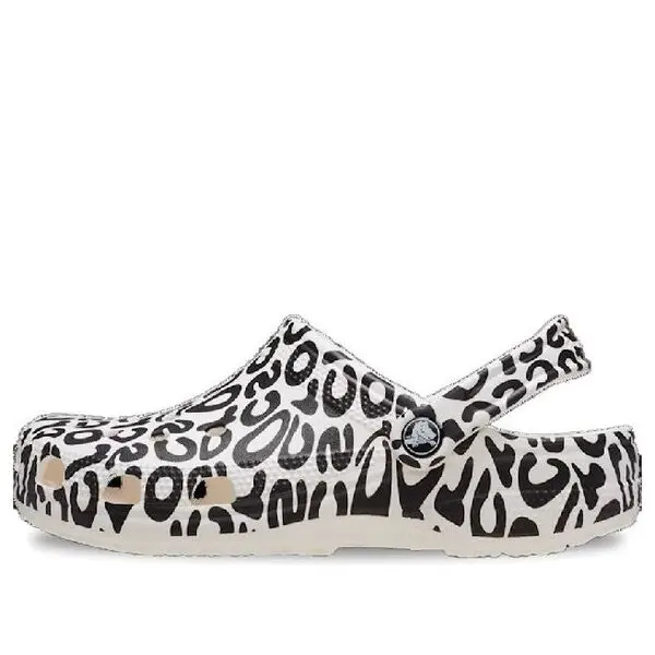 CROCS Classic Warped Logo Clogs - White/black