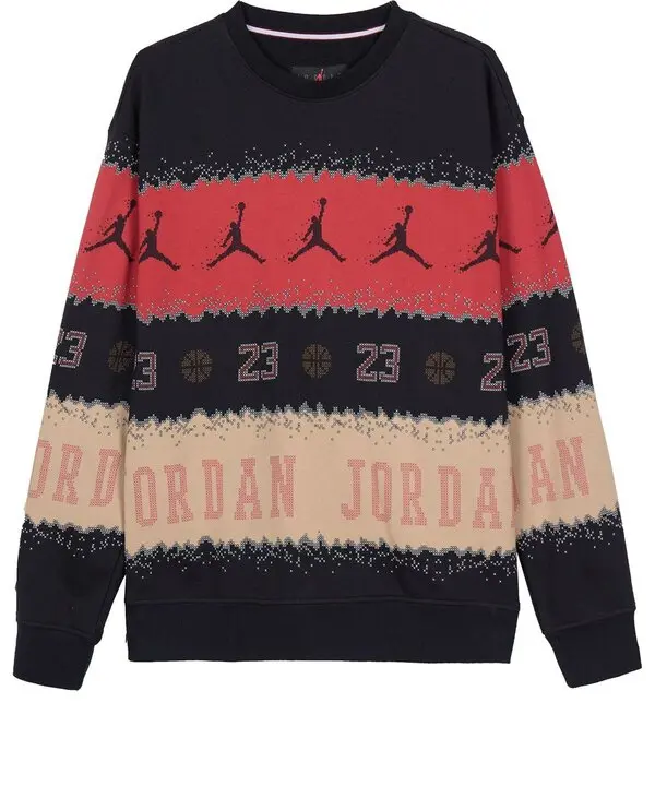 JORDAN Essential Holiday Fleece Crew 'beige Black Red