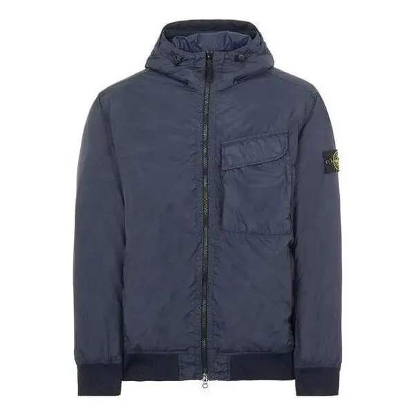 Stone Island Crinkle Reps Jacket With Pocket Detail - Navy