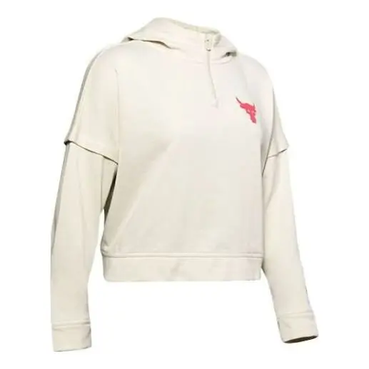Under Armour X Project Rock Terry Hoodie - White/pink