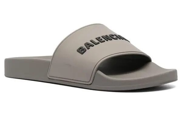 Balenciaga Rubber Pool Slides - Grey/black